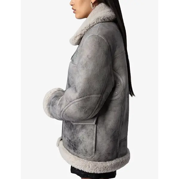 Zadig&Voltaire Kain Shearling-Lined Relaxed-Fit Leather Jacket